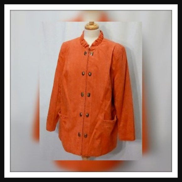 Tan Jay | Jackets & Coats | Tan Jay Size 6w Orange Faux Suede Jacket ...